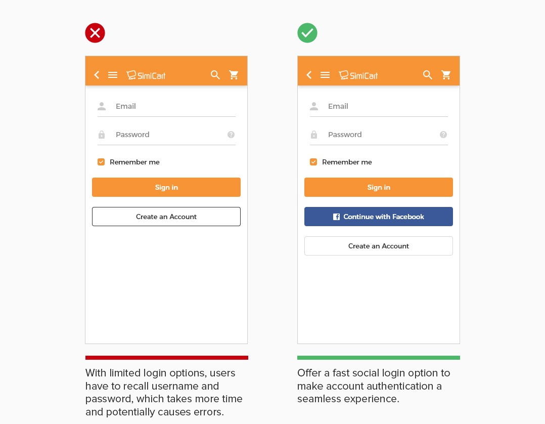 Mobile product page design & Customer Account Setup (with examples)