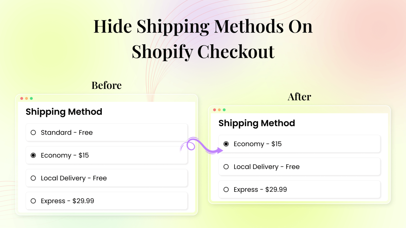 Shopify Checkout: Hide-Rename Payment & Shipping Option