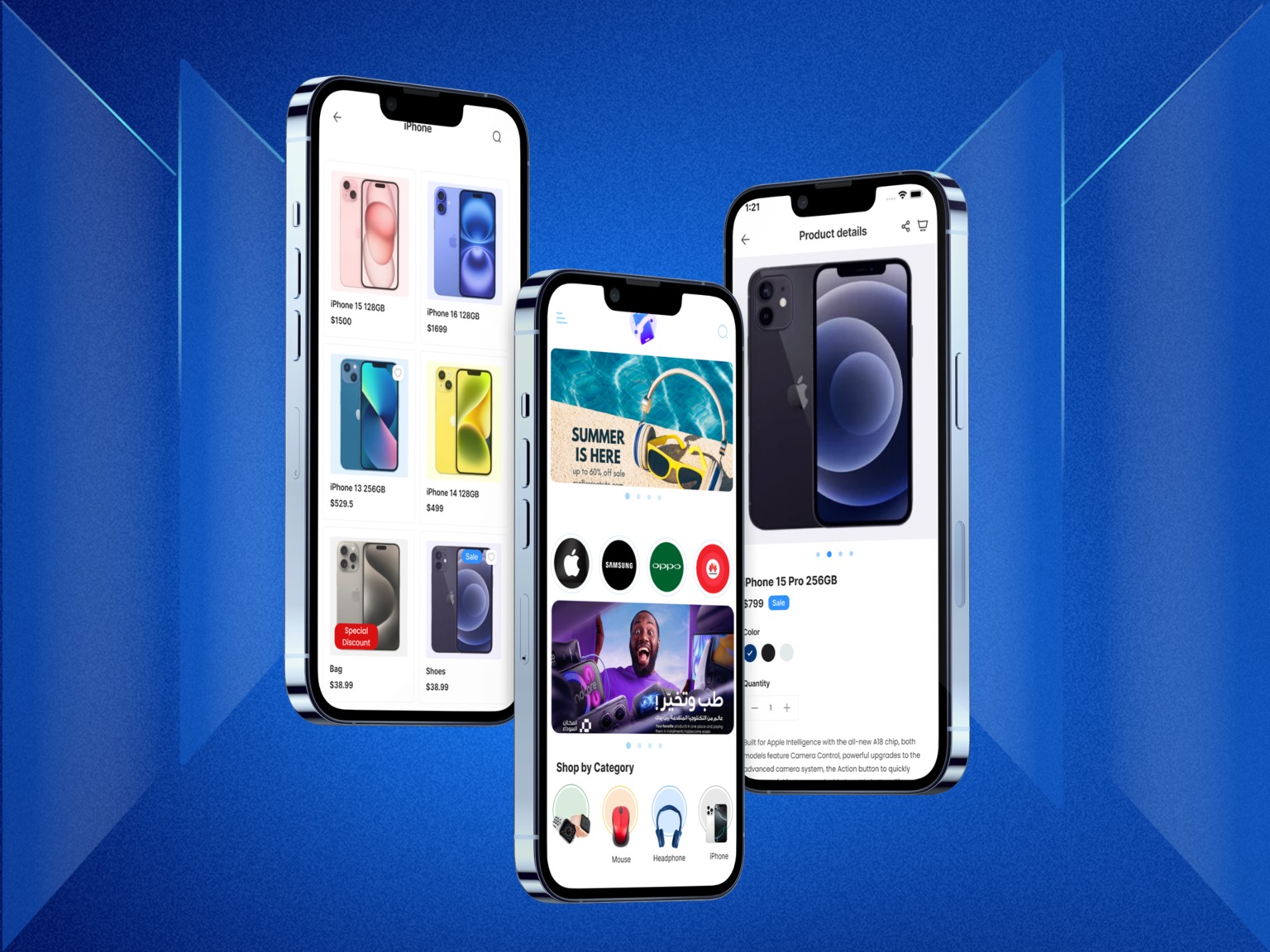 Mobile Stores App Design Template For Shopify