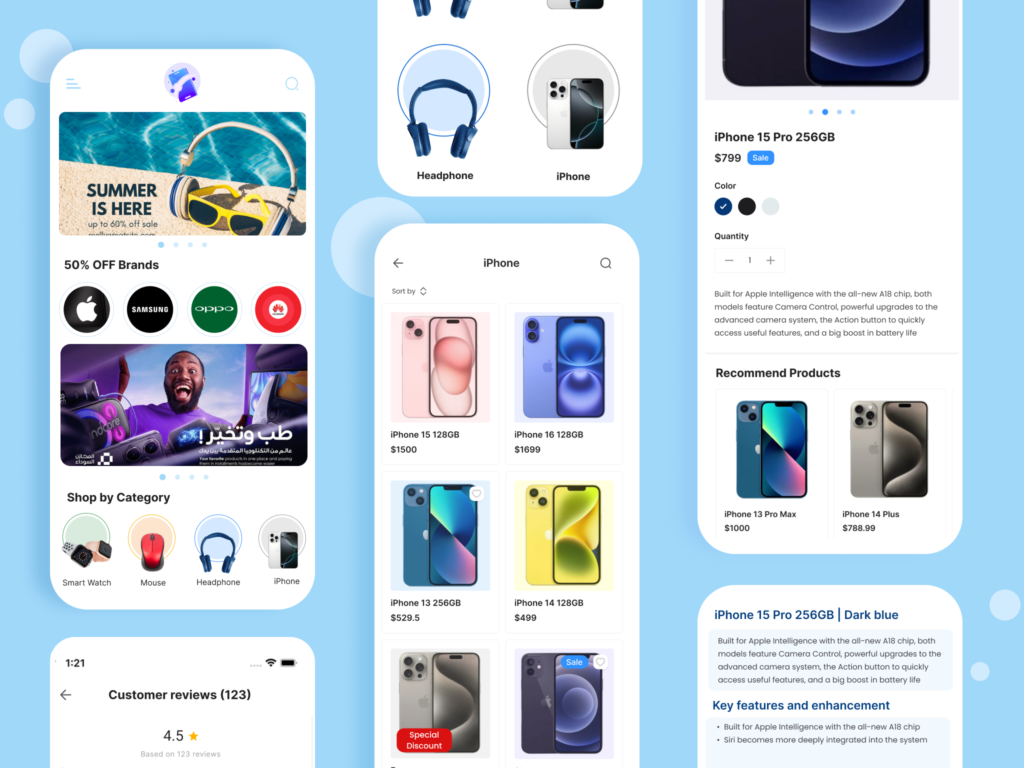 Mobile Stores App Design Template For Shopify
